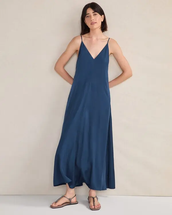 HAVEN WELL WITHIN Silky Maxi Dress With V-neck - Twilight