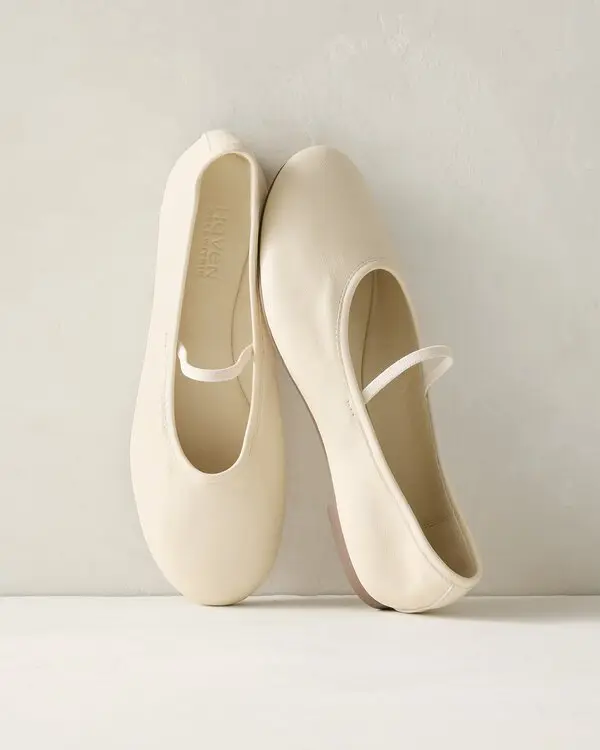 HAVEN WELL WITHIN Leather Mary Jane Ballet Flats - Freshwater Pearl