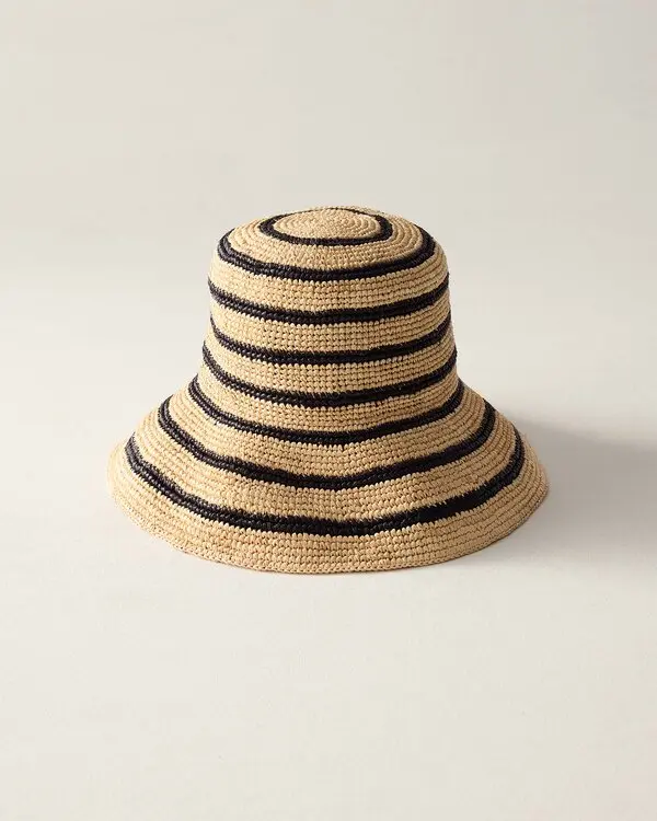 HAVEN WELL WITHIN Raffia Striped Bucket Hat - Natural,black