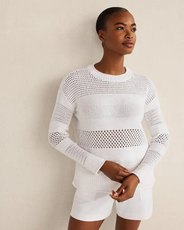 HAVEN WELL WITHIN Organic Cotton Open Stitch Crewneck Sweater - Wind
