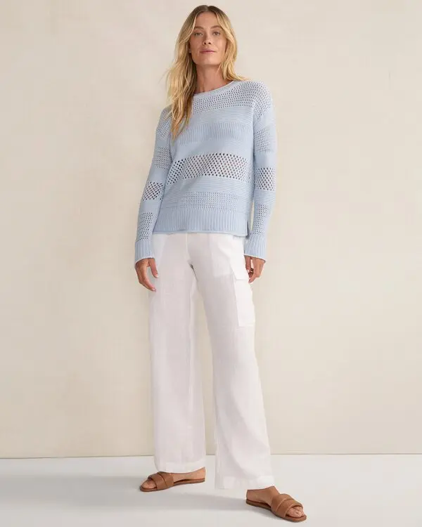HAVEN WELL WITHIN Organic Cotton Open Stitch Crewneck Sweater - Wind