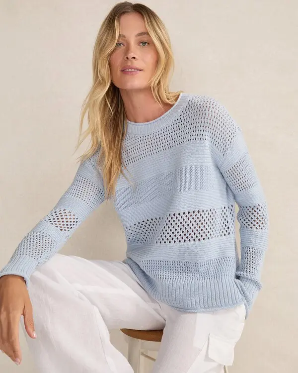 HAVEN WELL WITHIN Organic Cotton Open Stitch Crewneck Sweater - Wind