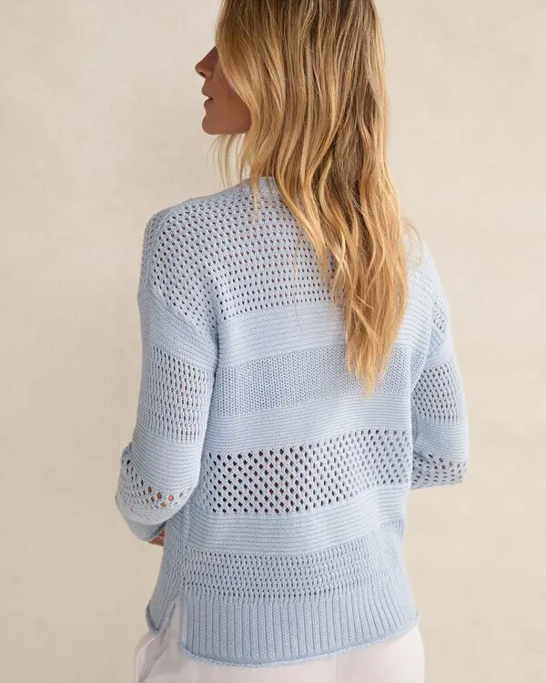 HAVEN WELL WITHIN Organic Cotton Open Stitch Crewneck Sweater - Wind