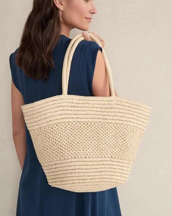 HAVEN WELL WITHIN Large Rounded Straw Tote Bag