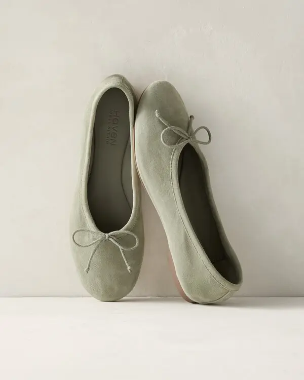 HAVEN WELL WITHIN Suede Ballet Flats - Vetiver