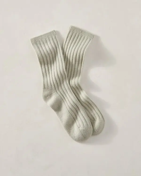 HAVEN WELL WITHIN Cashmere Blend Ribbed Crew Socks - Willow