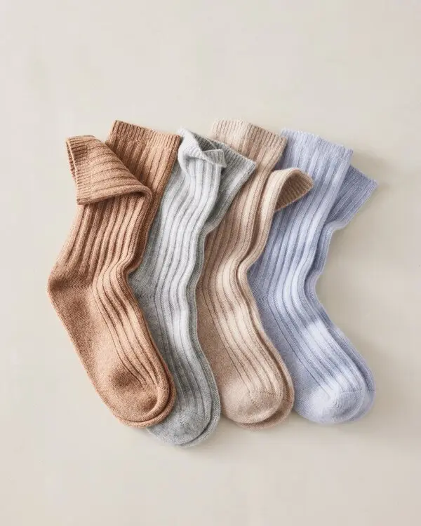 HAVEN WELL WITHIN Cashmere Blend Ribbed Crew Socks - Willow