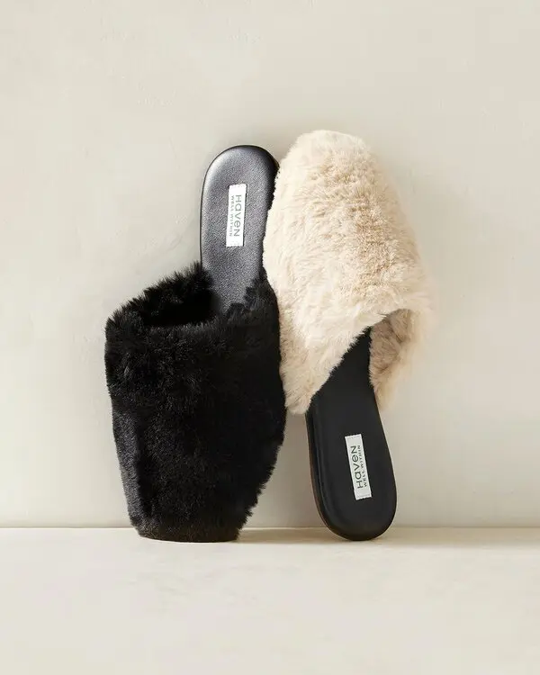 HAVEN WELL WITHIN Faux Fur Mule Slides