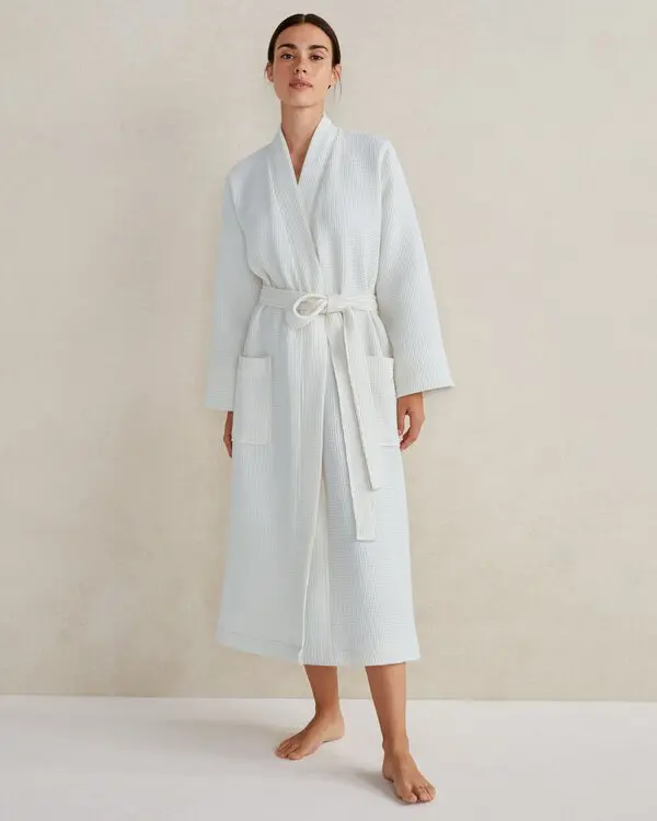 HAVEN WELL WITHIN Organic Cotton Waffle Robe - White