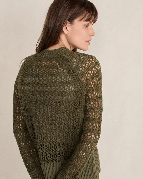 HAVEN WELL WITHIN Organic Cotton Linen Open Stitch Crewneck Sweater