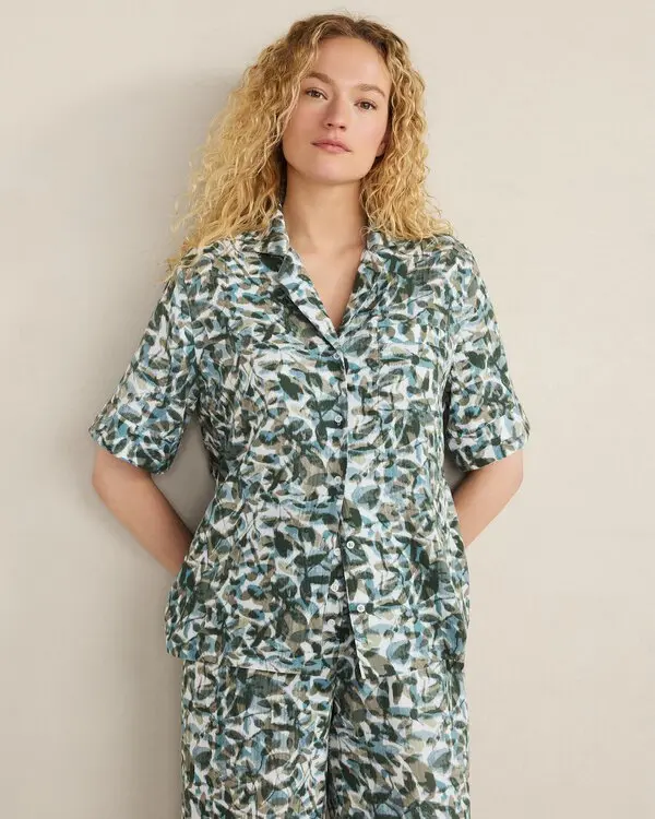 HAVEN WELL WITHIN Organic Cotton Gauze Floral Pajama Top - Overlapping Floral