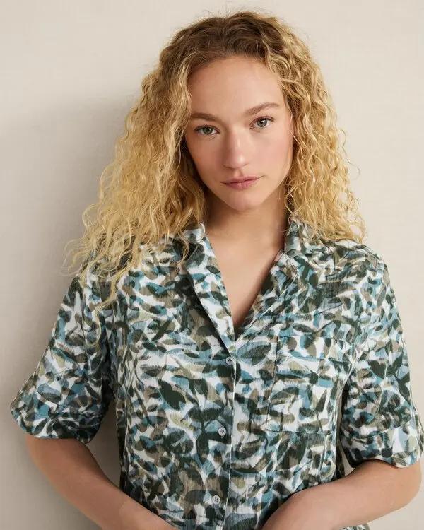 HAVEN WELL WITHIN Organic Cotton Gauze Floral Pajama Top