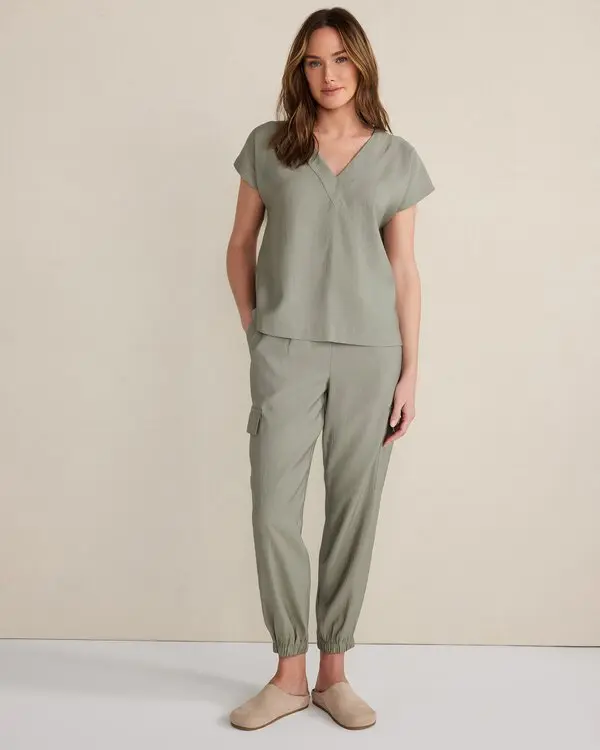 HAVEN WELL WITHIN Luxe Modal V-neck Top - Full Moon