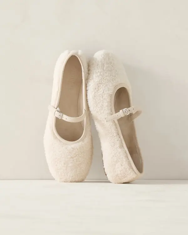 HAVEN WELL WITHIN Sherpa Mary Jane Ballet Flats - Natural