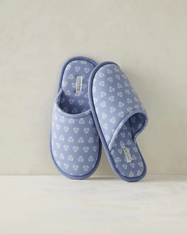 HAVEN WELL WITHIN Foulard Print Slip-on Slippers - Eventide,ivory
