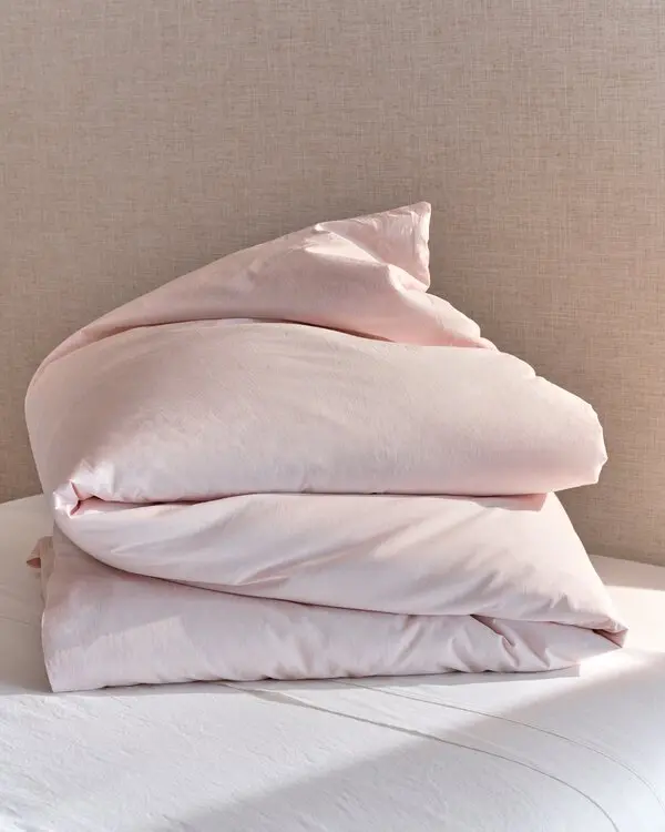 HAVEN WELL WITHIN Organic Cotton Percale Duvet Cover - Blush Combo