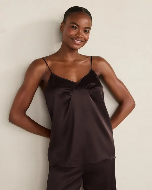 HAVEN WELL WITHIN Washable Silk Pleated Camisole - Blackcurrant