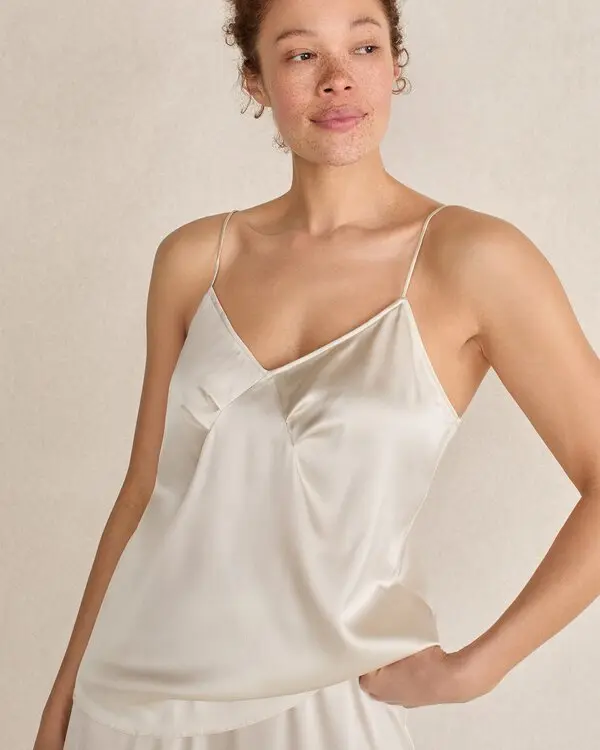 HAVEN WELL WITHIN Washable Silk Pleated Camisole - Full Moon