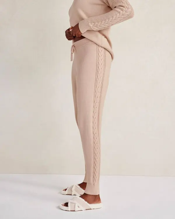 HAVEN WELL WITHIN Organic Cotton Cashmere Cable Knit Joggers - Rose Dust