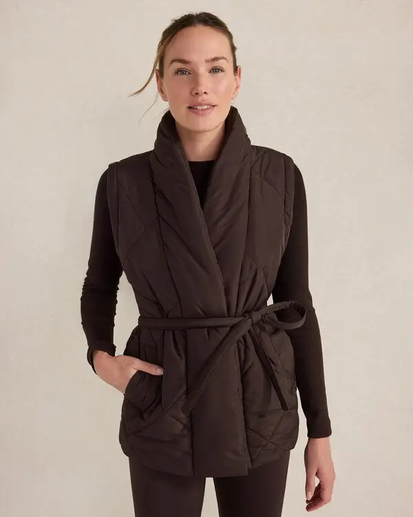 HAVEN WELL WITHIN Quilted Puffer Belted Vest - Blackcurrant