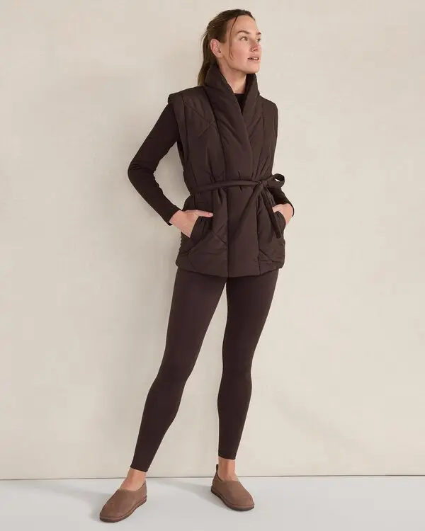 HAVEN WELL WITHIN Quilted Puffer Belted Vest - Blackcurrant