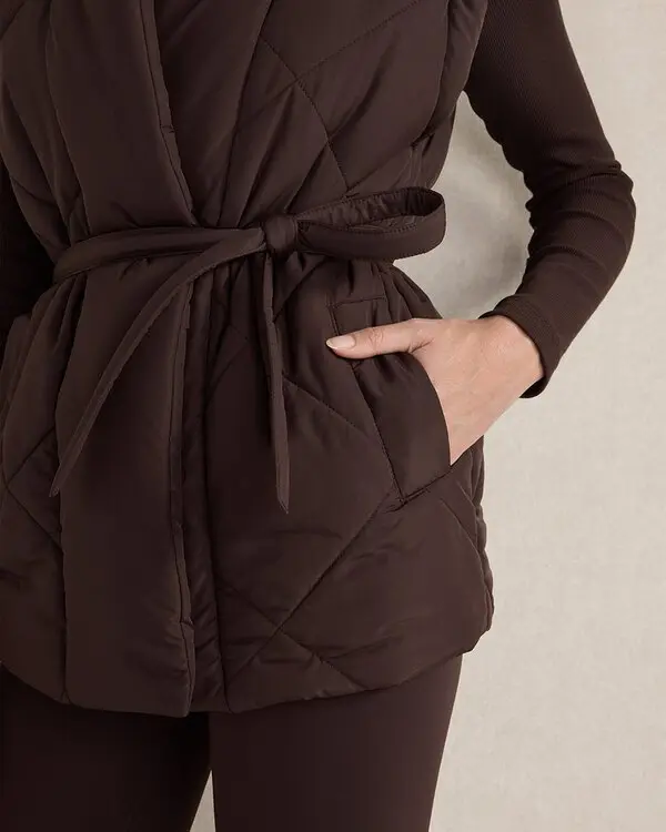 HAVEN WELL WITHIN Quilted Puffer Belted Vest - Blackcurrant