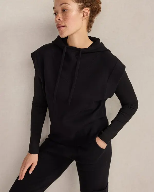 HAVEN WELL WITHIN Viscose Blend Sleeveless Hoodie With Drawstring Hood
