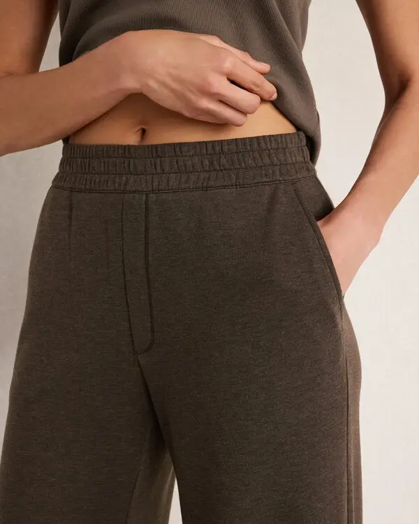HAVEN WELL WITHIN Fleece Wide Leg Pants - Coconut Shell Hthr