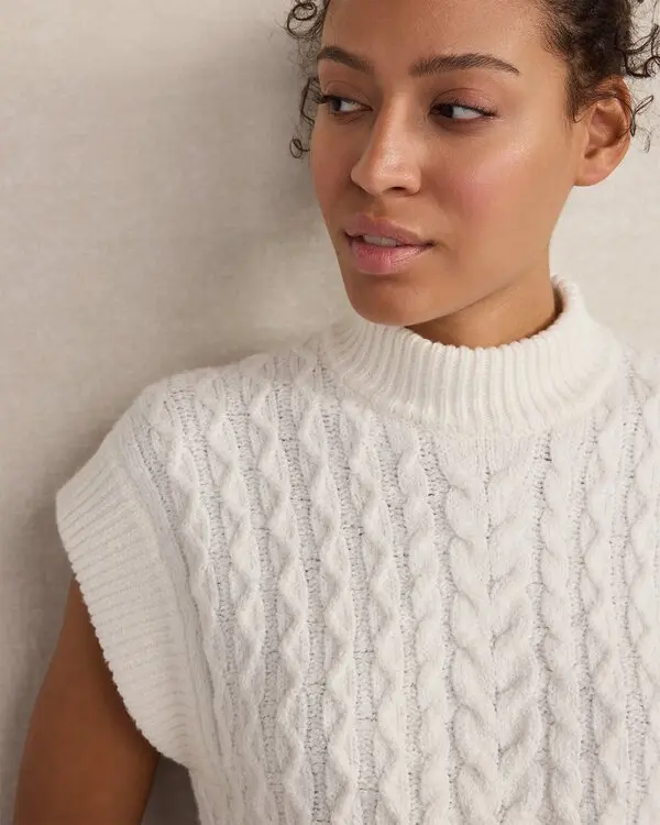 HAVEN WELL WITHIN Organic Cotton Blend Cable Knit Sweater Vest