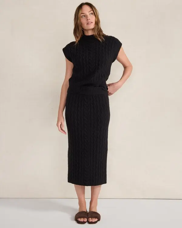 HAVEN WELL WITHIN Organic Cotton Blend Cable Knit Sweater Vest