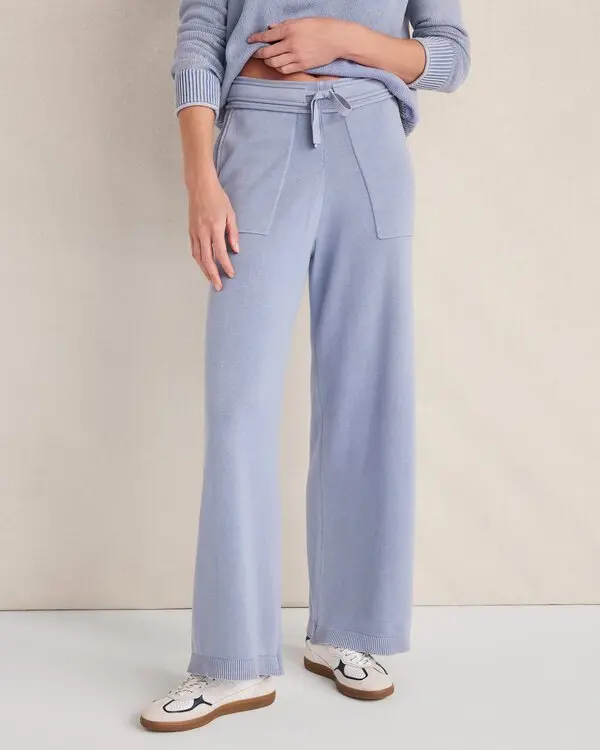 HAVEN WELL WITHIN Organic Cotton Knit Wide Leg Pants - Garment Dye Wave