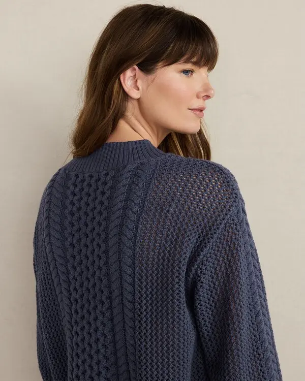 HAVEN WELL WITHIN Cotton Blend Mixed Stitch Crewneck Sweater