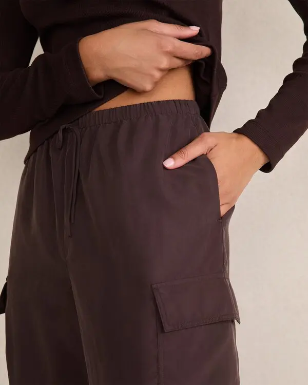 HAVEN WELL WITHIN Drapey Modal Cargo Pants - Blackcurrant