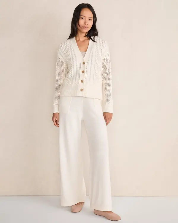 HAVEN WELL WITHIN Cotton Blend Mixed Stitch Cardigan - Nightshadow