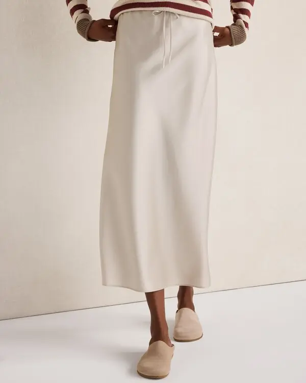 HAVEN WELL WITHIN Silky Drawstring Midi Skirt - Chantrelle