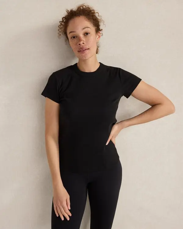 HAVEN WELL WITHIN Organic Cotton Short Sleeve Cropped T-shirt - Black
