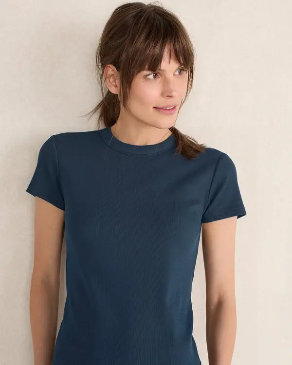 HAVEN WELL WITHIN Organic Cotton Short Sleeve Cropped T-shirt - Twilight