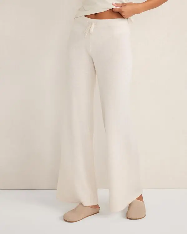 HAVEN WELL WITHIN Cashmere Wide Leg Pants - Full Moon Hthr