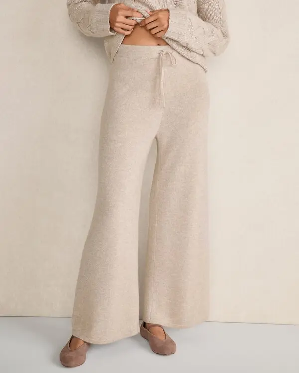 HAVEN WELL WITHIN Cashmere Wide Leg Pants - Mesa Hthr