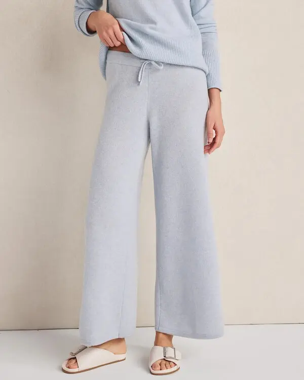 HAVEN WELL WITHIN Cashmere Wide Leg Pants - Salt Water Hthr