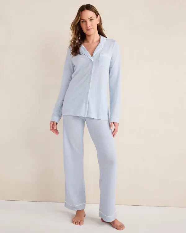 HAVEN WELL WITHIN Marled Knit Pajama Top - Wave