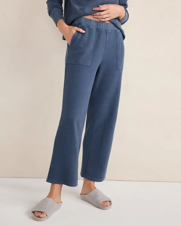 HAVEN WELL WITHIN Organic Cotton Waffle Straight Leg Pants - Garment Dye North Sea