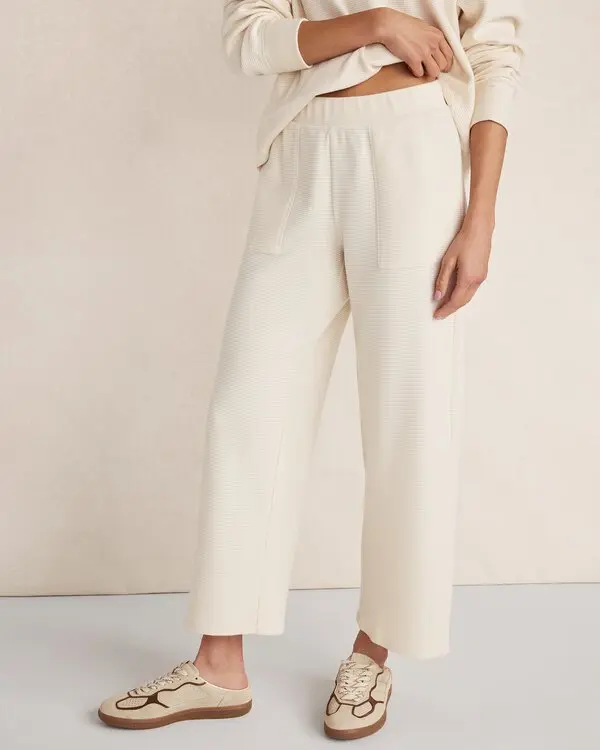 HAVEN WELL WITHIN Organic Cotton Waffle Straight Leg Pants - Seeded Undyed