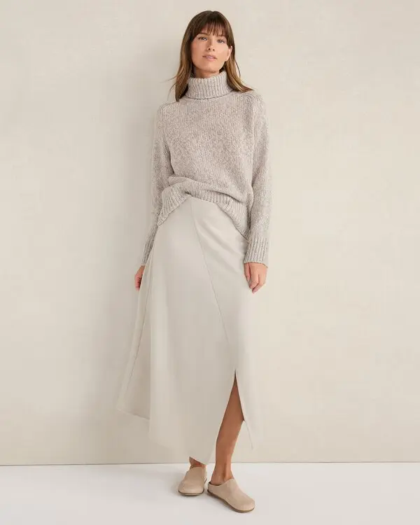 HAVEN WELL WITHIN Wool Blend Split Hem Midi Skirt