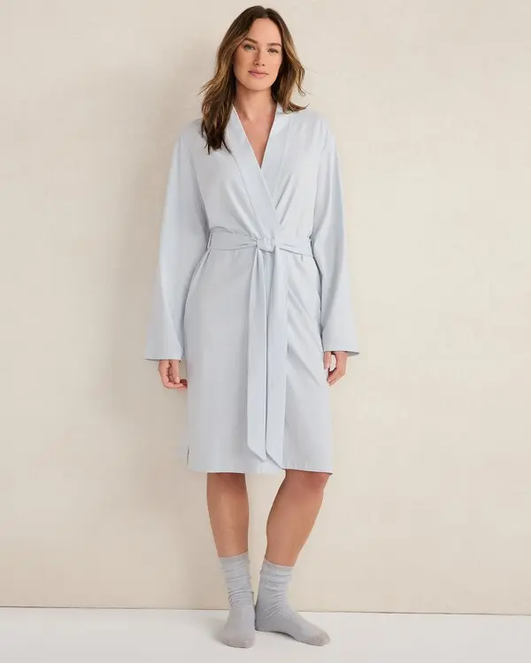 HAVEN WELL WITHIN Organic Cotton Jersey Robe - Glacier Frost