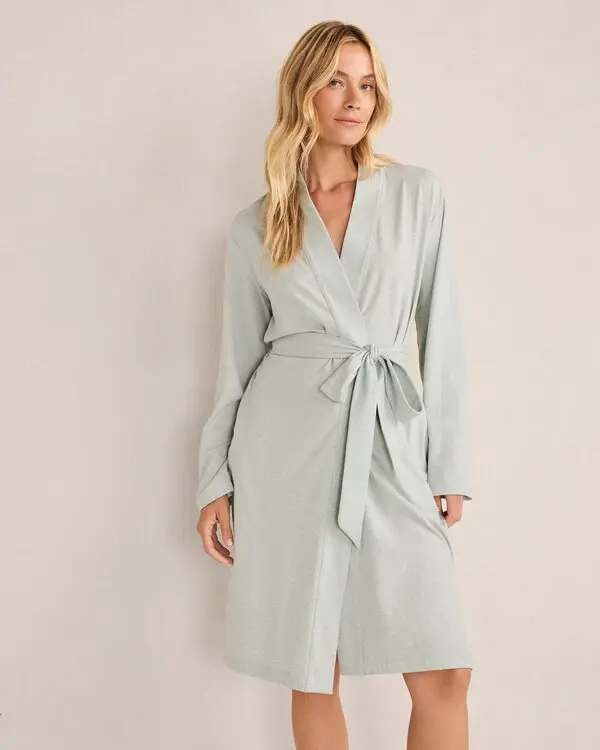 HAVEN WELL WITHIN Organic Cotton Jersey Robe - Salty Green Hthr