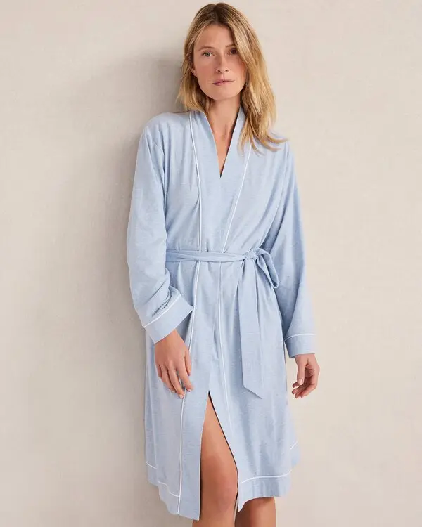 HAVEN WELL WITHIN Organic Cotton Jersey Robe - Wave Hthr