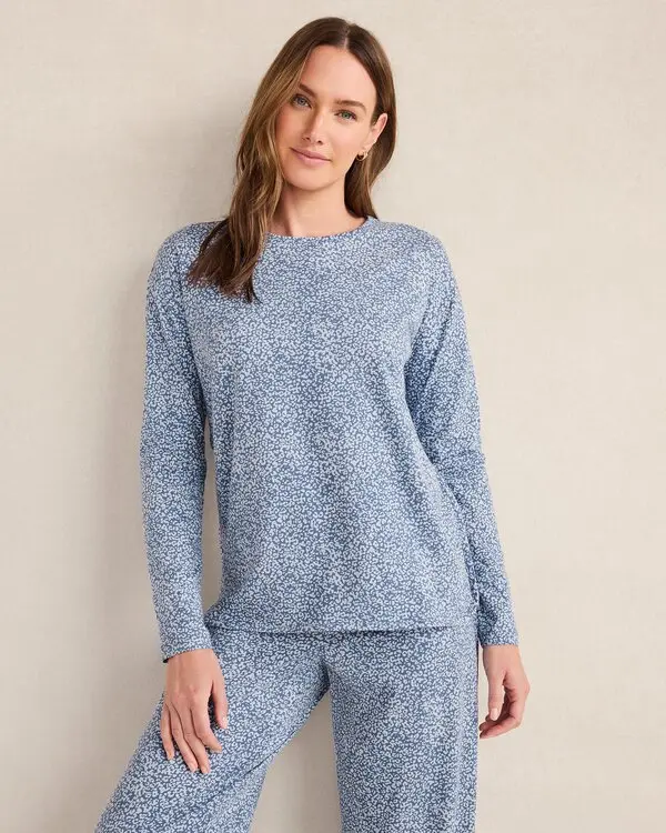 HAVEN WELL WITHIN Organic Cotton Jersey Animal Print Pajama Top - North Sea Multicolor