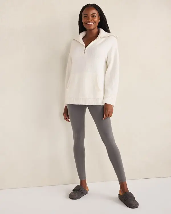 HAVEN WELL WITHIN Boucle Half Zip Pullover - Ivory