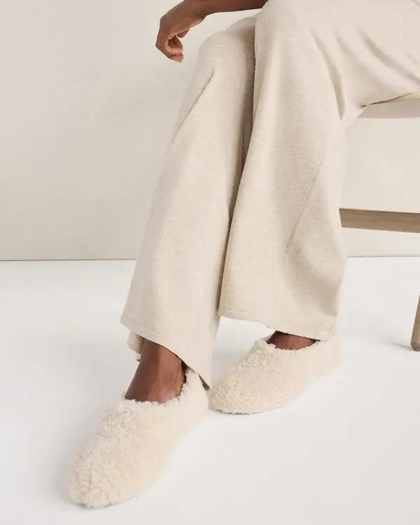 HAVEN WELL WITHIN Shearling And Suede Slippers - Natural